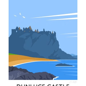 Dunluce Castle, County Antrim, Northern Ireland, Travel Poster, Art ...