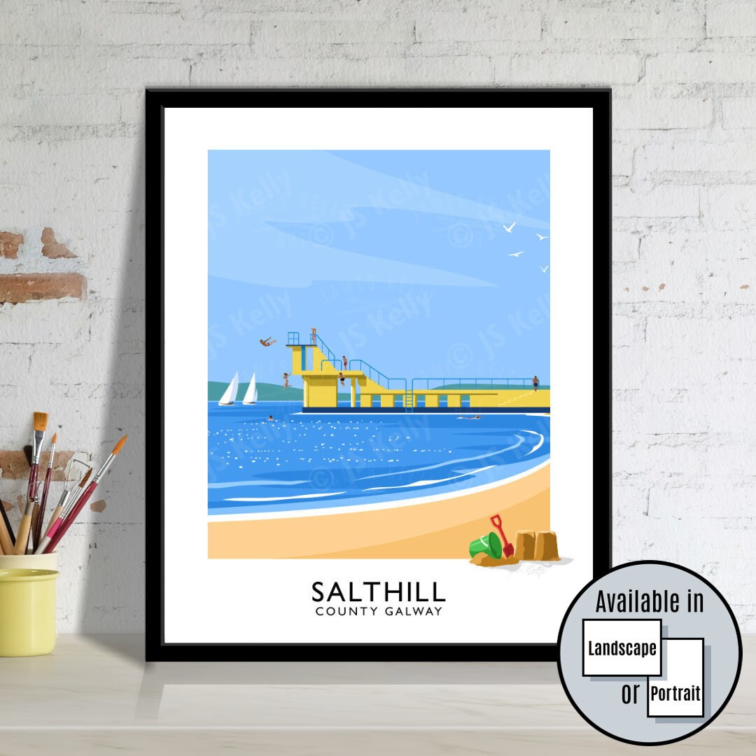 Salthill, Galway, Ireland, Travel, Poster, Art Print, Gift, Irish Art ...