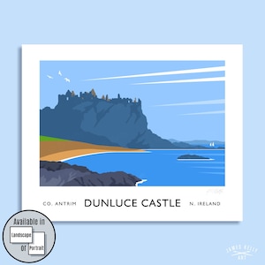 Dunluce Castle, County Antrim, Northern Ireland, Travel Poster, Art ...