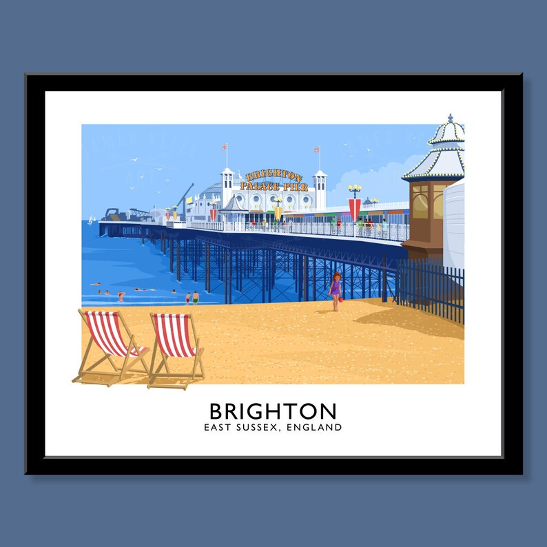 Brighton Pier Brighton East Sussex England Travel Poster - Etsy UK