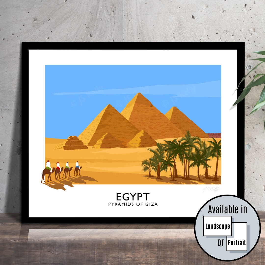 Egypt, Pyramids at Giza, International, Travel Poster, Travel, Holiday ...