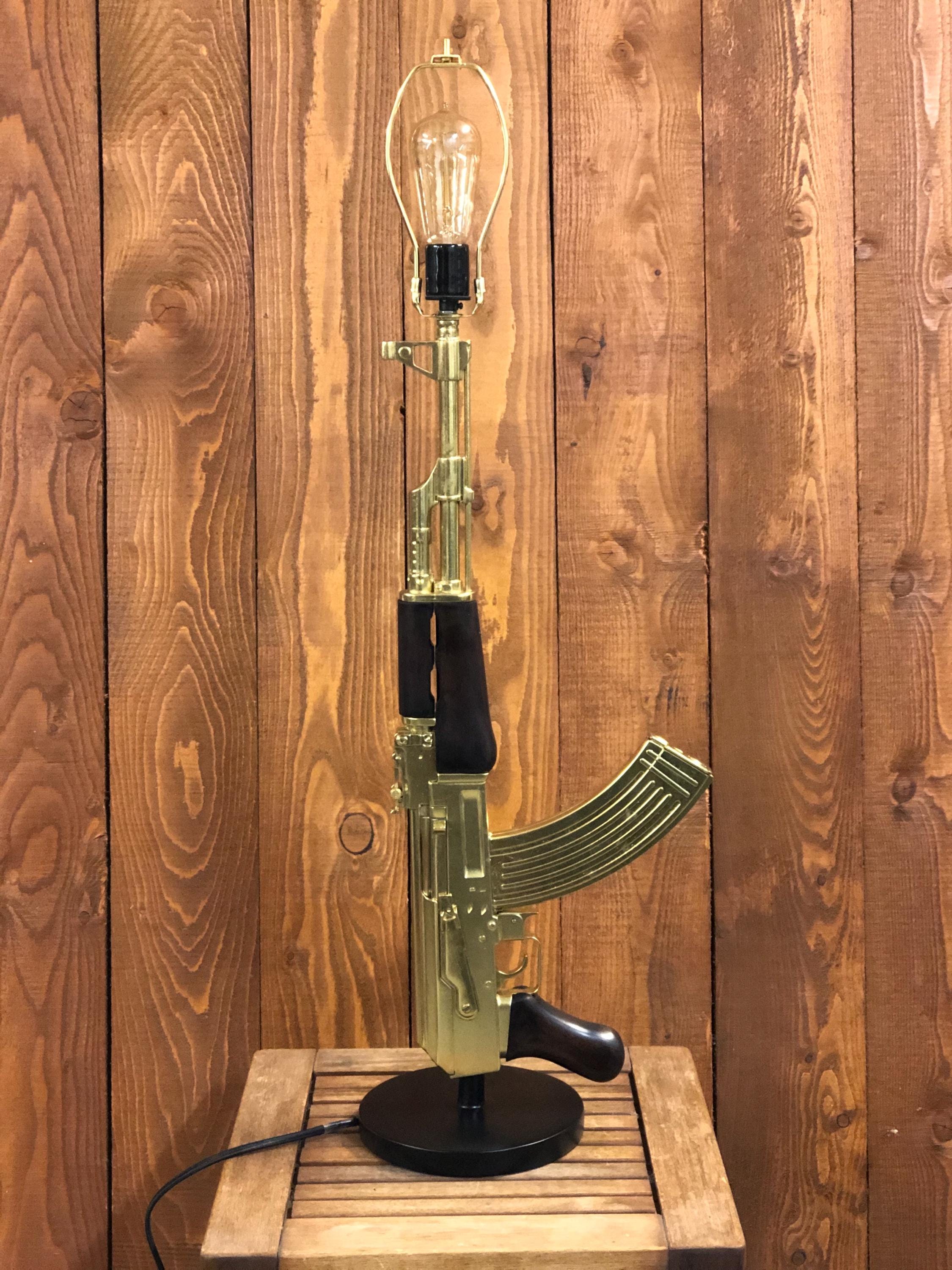 Gold Chrome AK-47 Gun Table Lamp - Etsy
