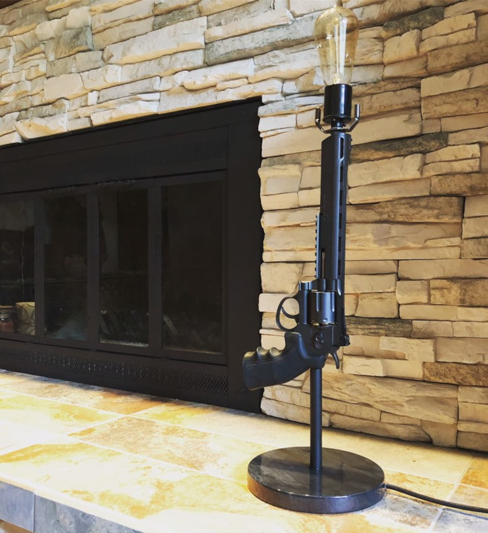 Revolver Table Lamp Gun Lamp W/matte Black Finish - Etsy