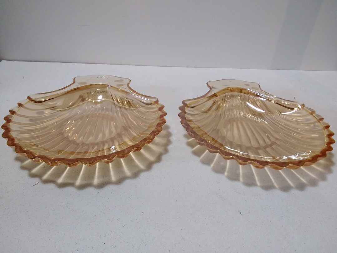 Peach Glass Shells, Peach Glass Clam Flat, Vintage, Scallops - Etsy