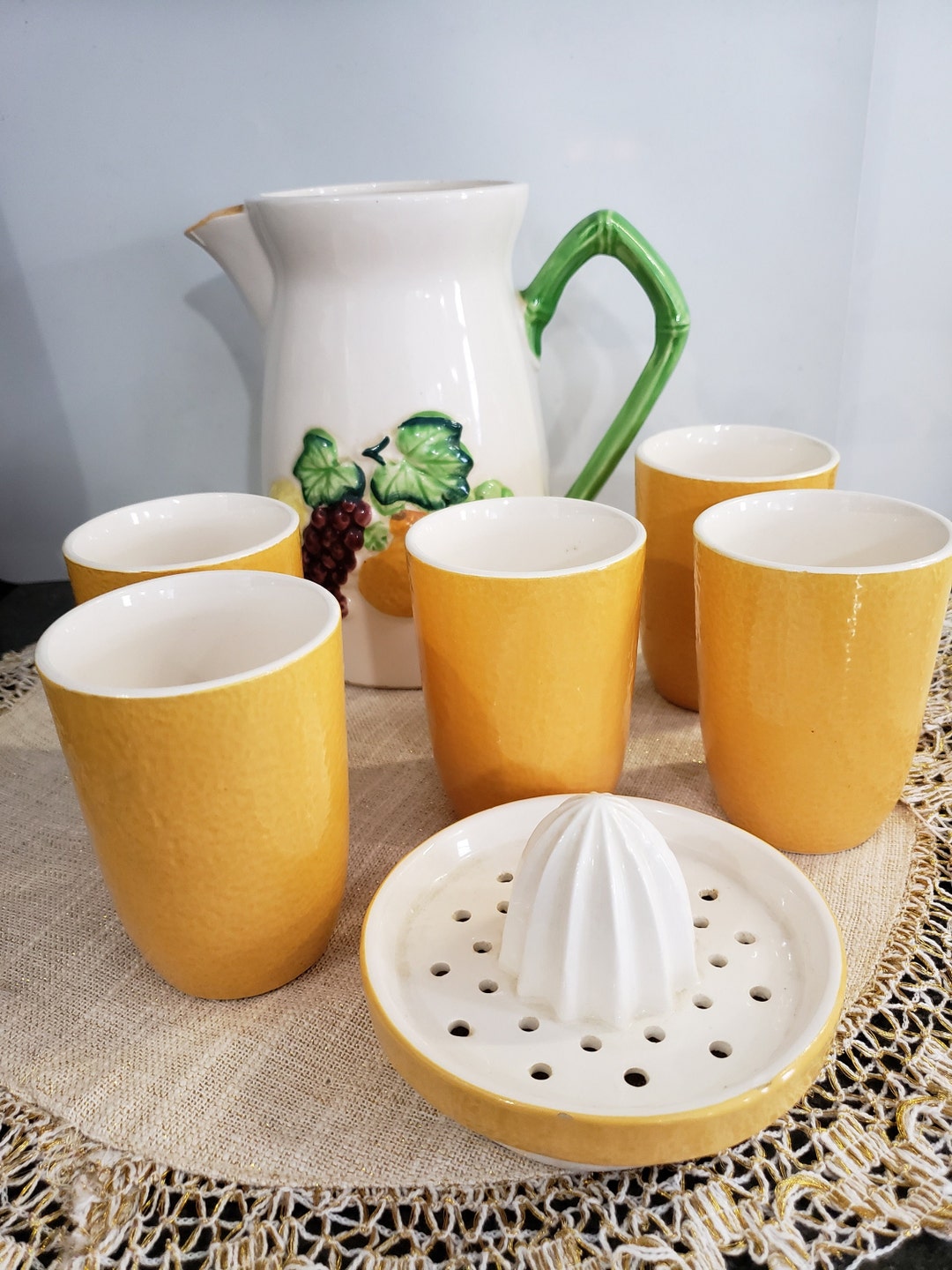 Lemonade Pitcher, Vintage, Pitcher Vintage Ceramic Juice Pitcher and ...