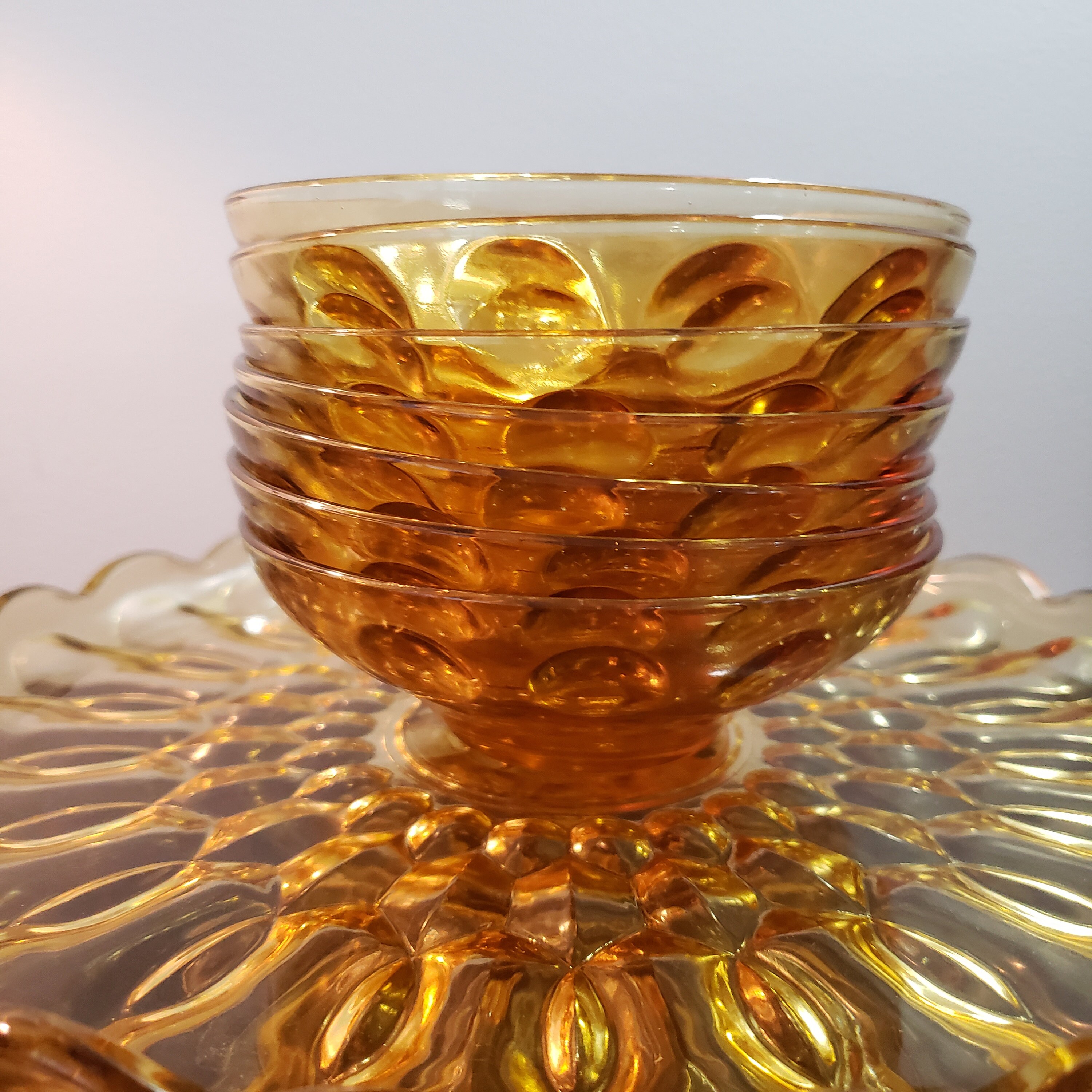 Amber Depression Glass, Anchor Hocking, Fairfield Pattern, 7 Amber ...