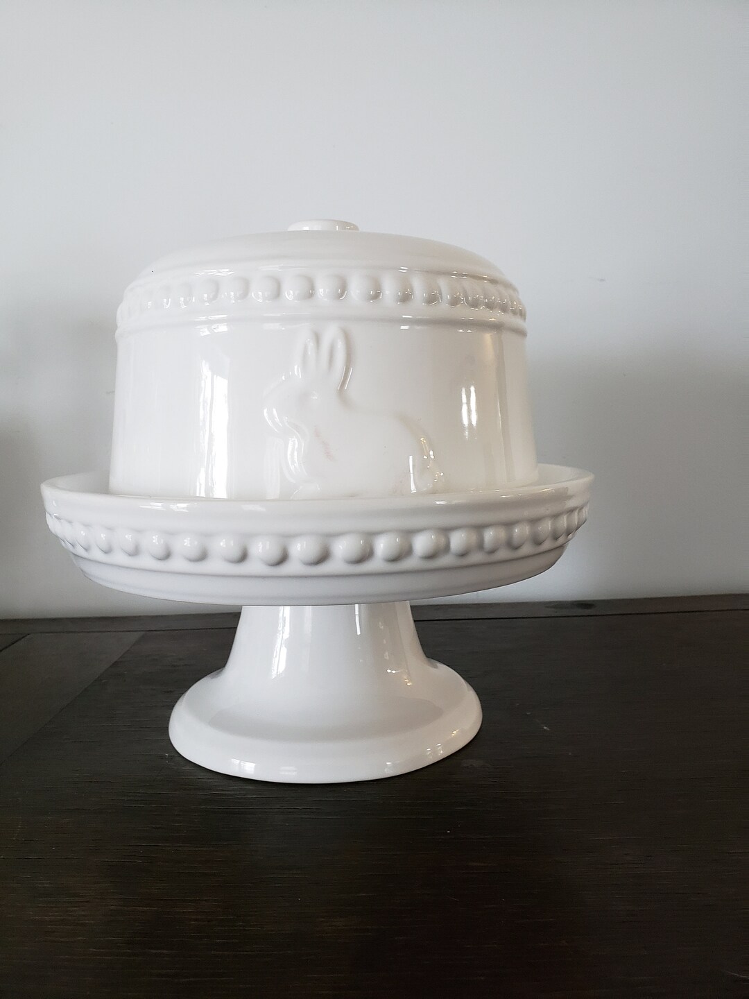 Bunny White Cake Bell, Cake Stand With Dome, Pedestal Cake, Dish ...