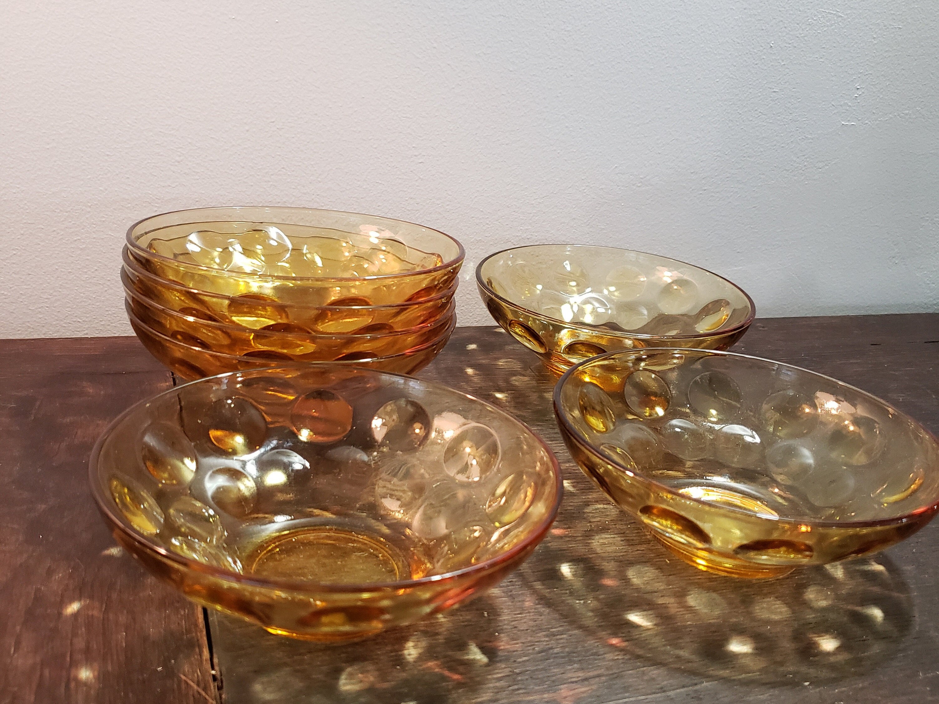 Amber Depression Glass, Anchor Hocking, Fairfield Pattern, 7 Amber ...