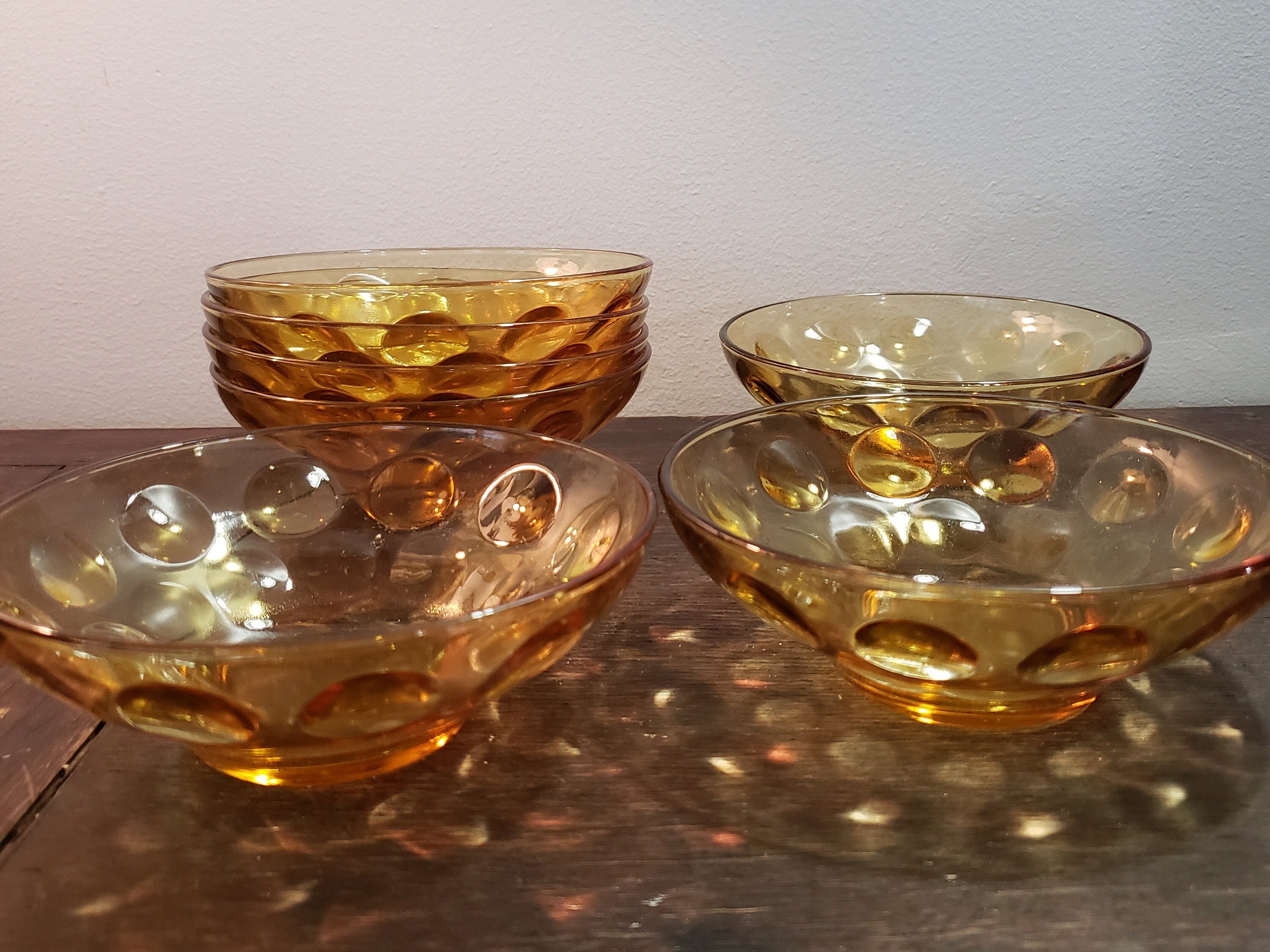 Amber Depression Glass, Anchor Hocking, Fairfield Pattern, 7 Amber ...