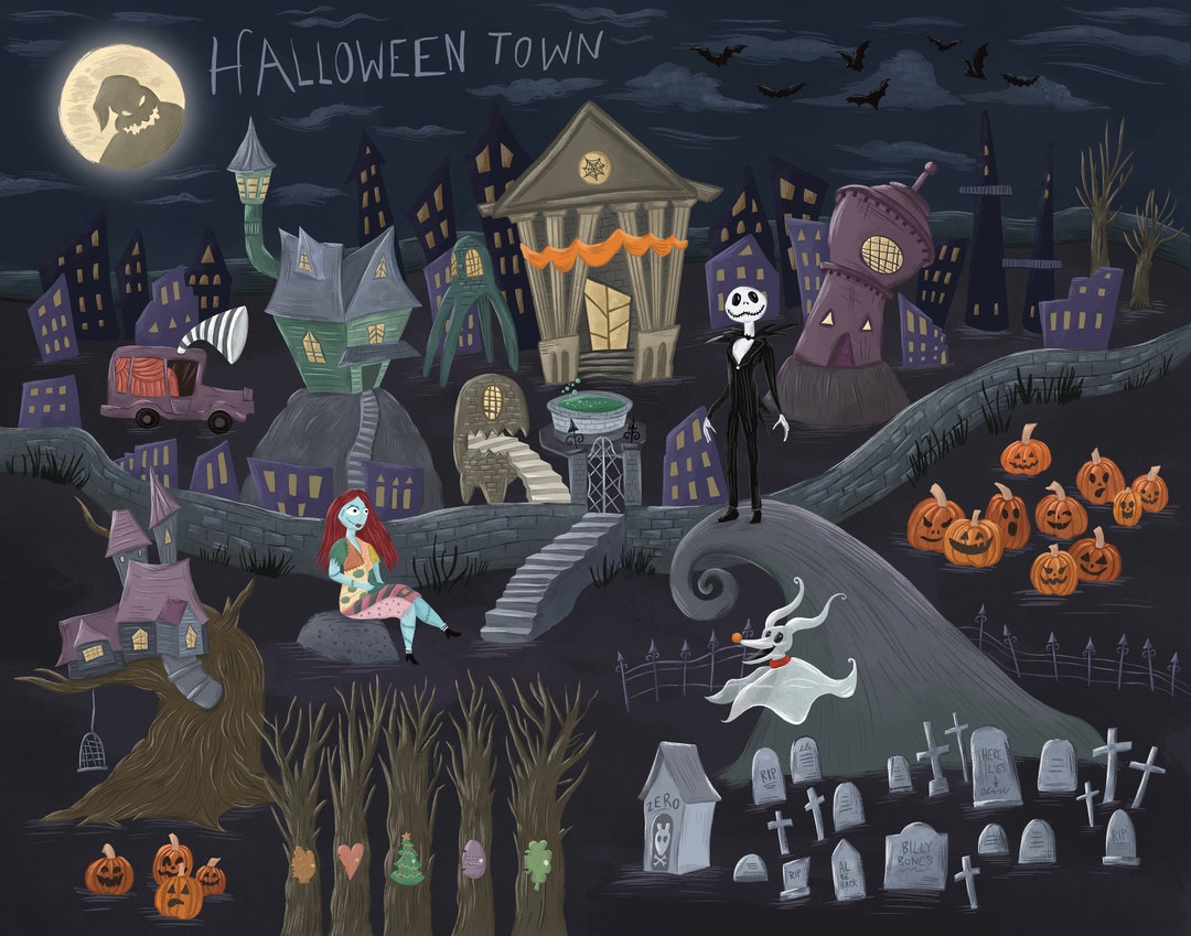 Halloween Town Map/landscape - Etsy