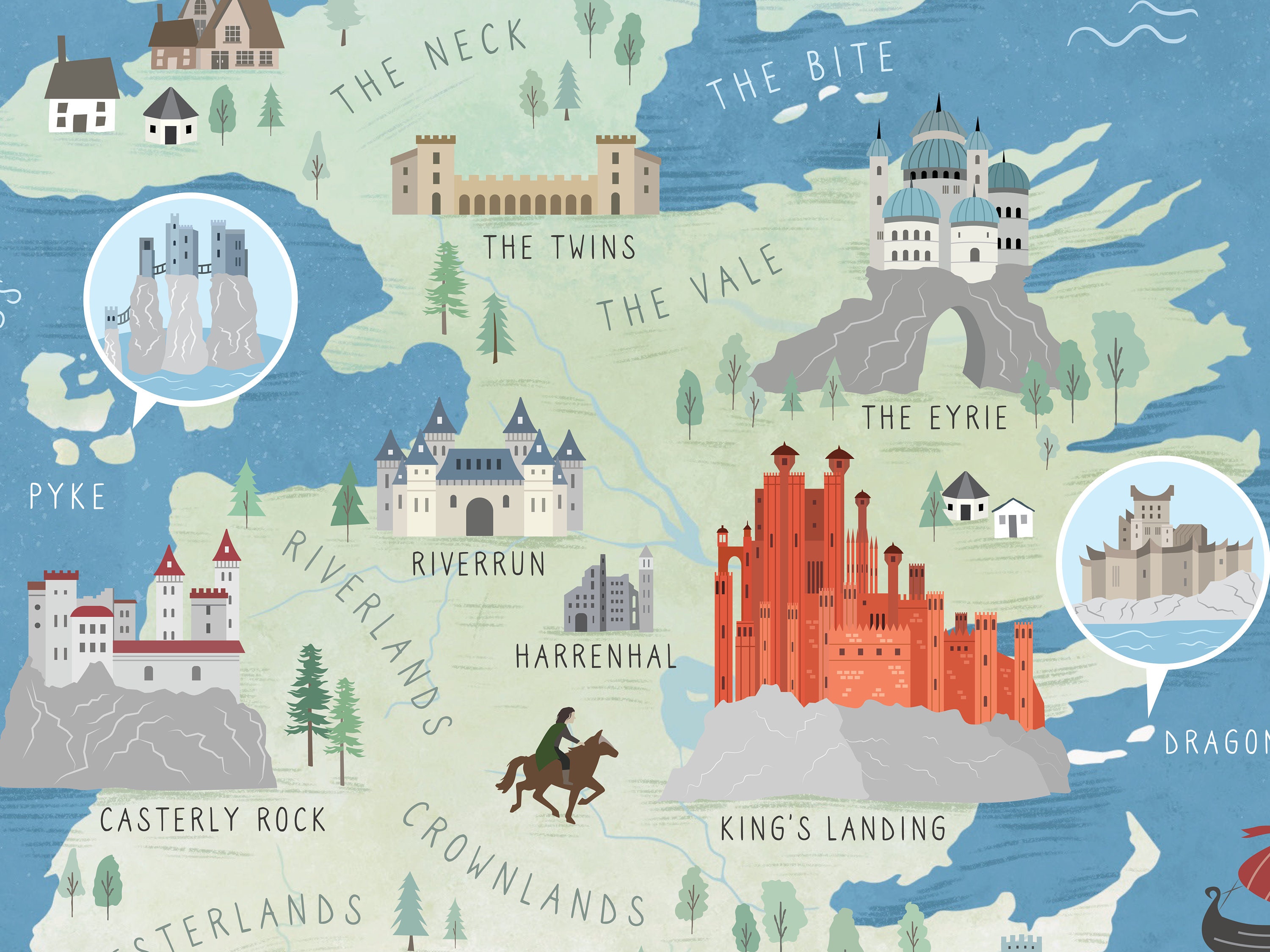 Game of Thrones Illustrated Map - Etsy
