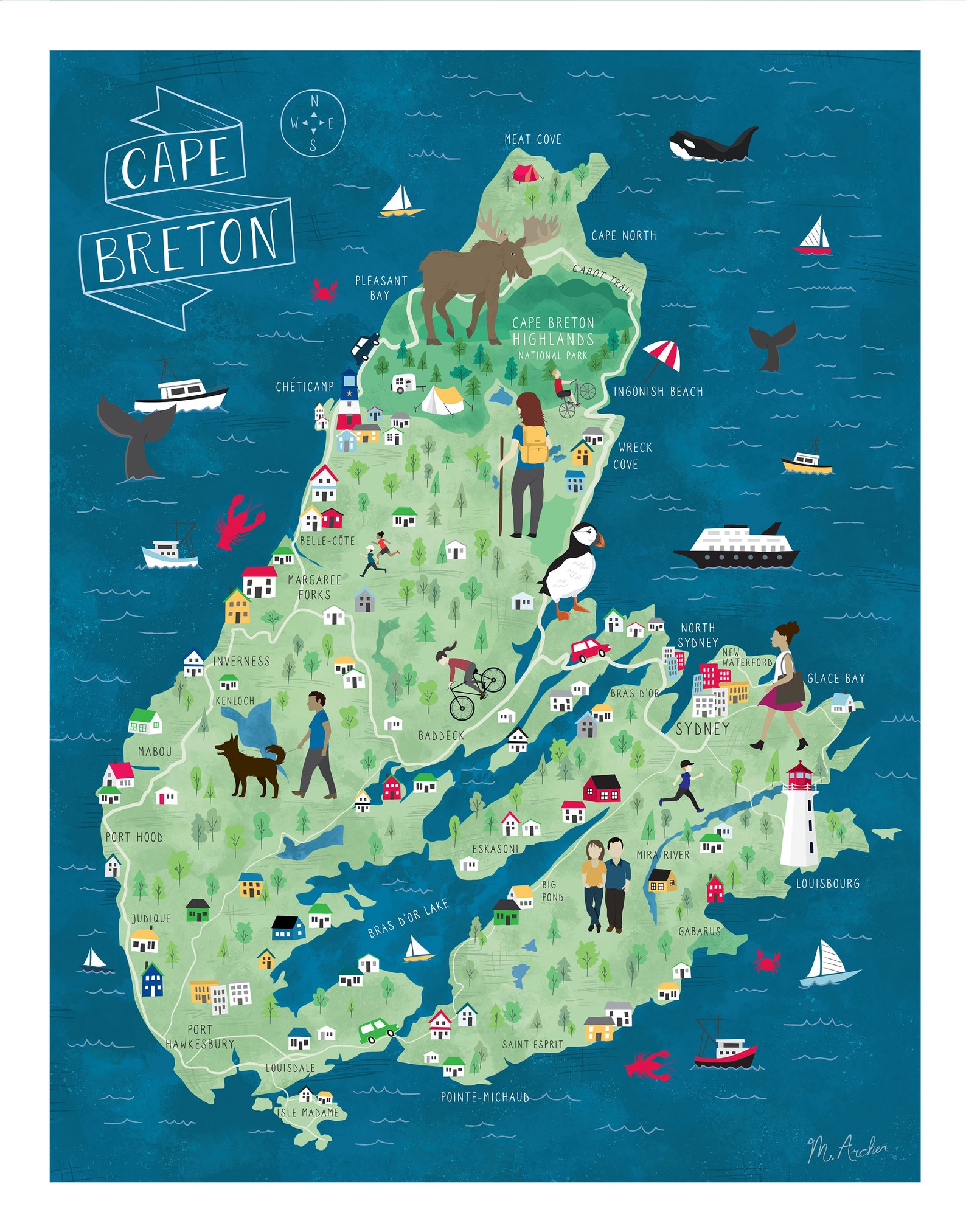 Cape Breton Illustrated Map - Etsy Canada