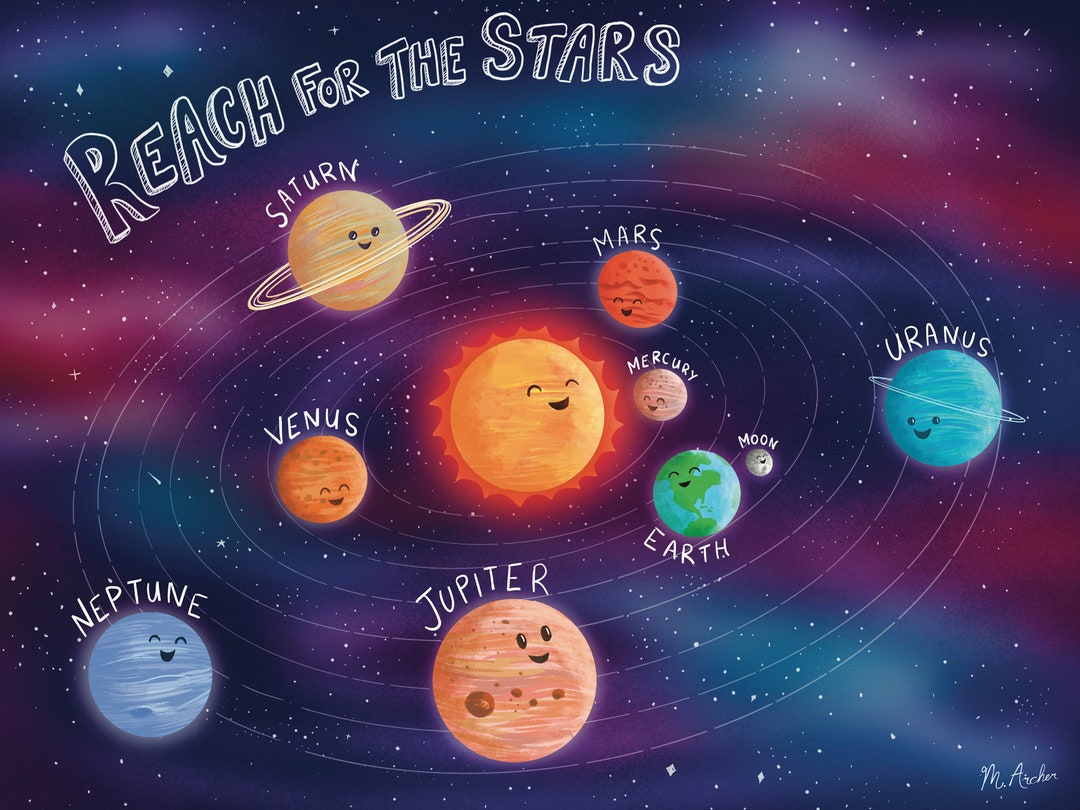Happy Solar System Print - Etsy