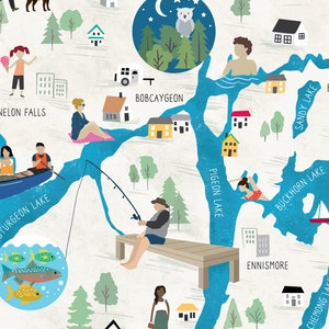 Kawartha Lakes Illustrated Map - Etsy