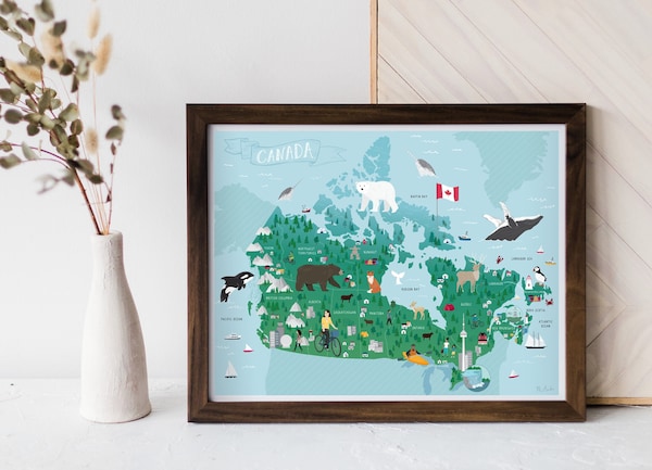 Illustrated Map of Canada Poster - Etsy Canada