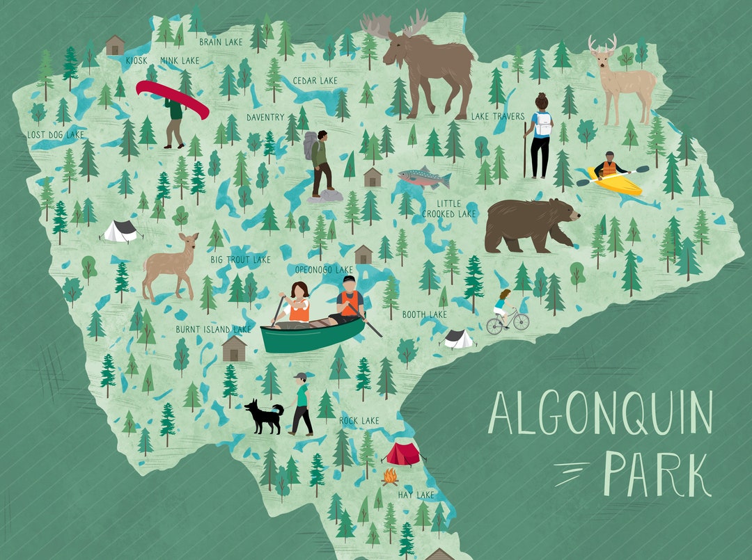 Algonquin Provincial Park Illustrated Map - Etsy