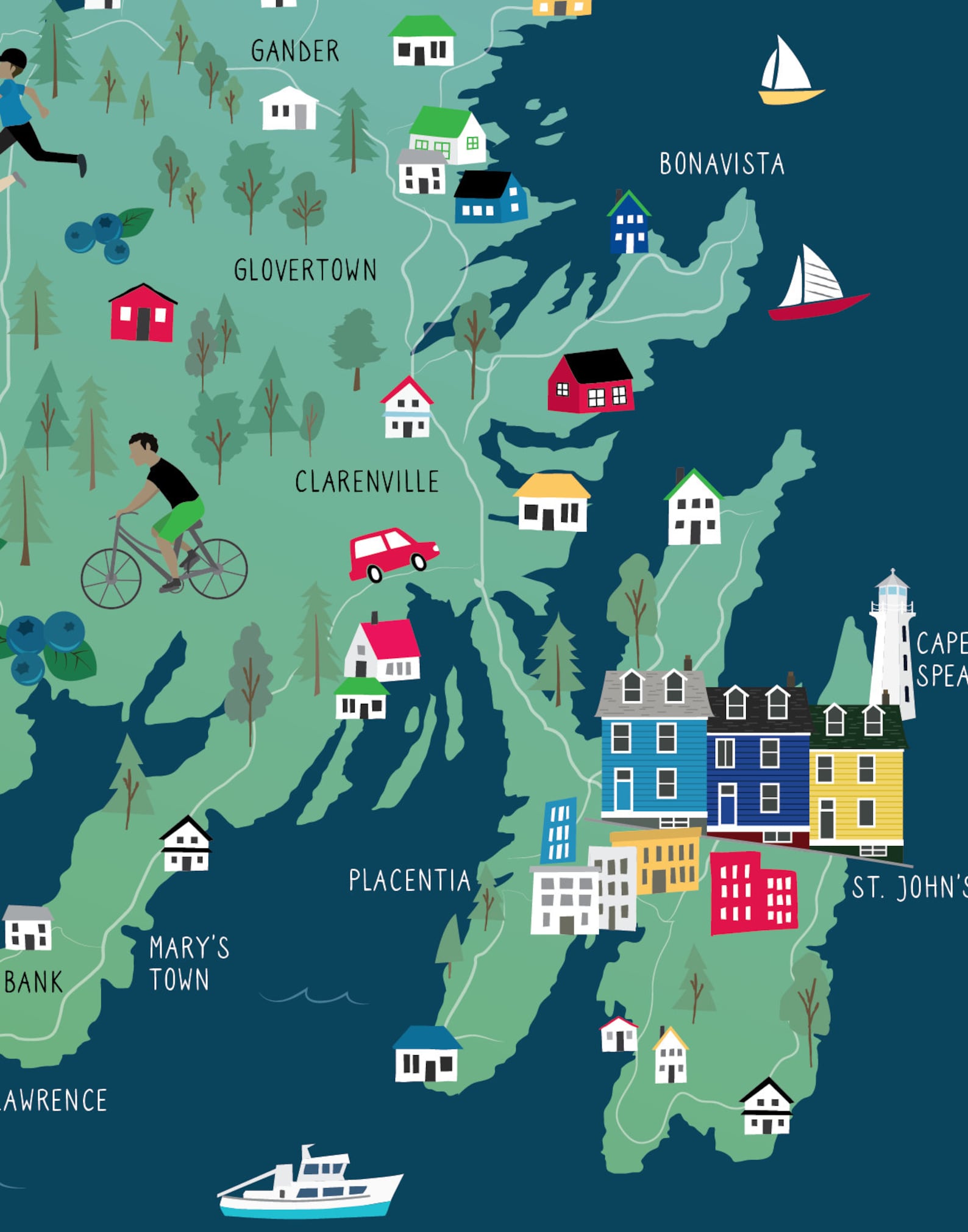 Newfoundland & Labrador Illustrated Map - Etsy