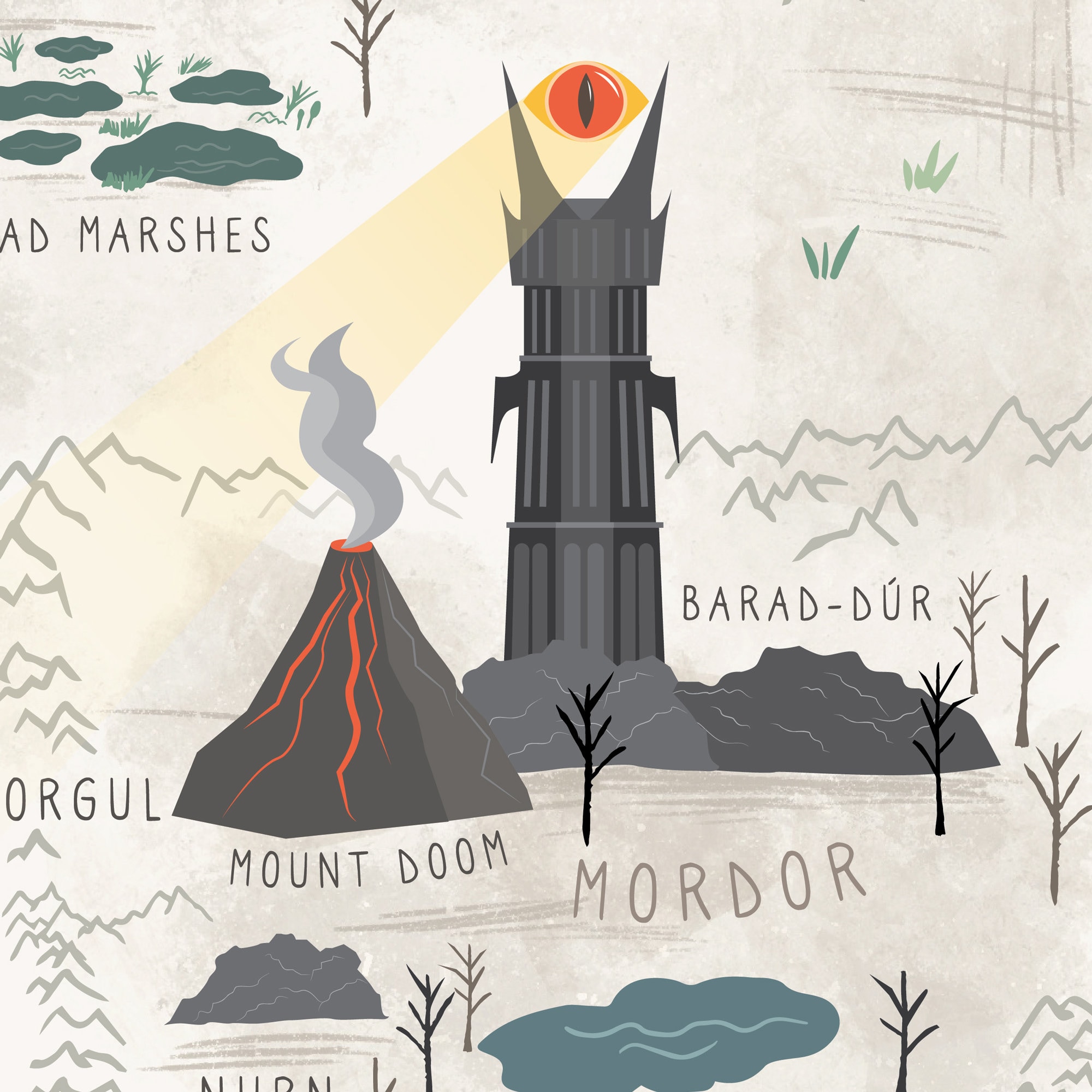 LOTR Middle Earth Illustrated Map - Etsy