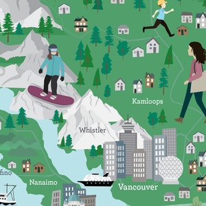 British Columbia Illustrated Map - Etsy