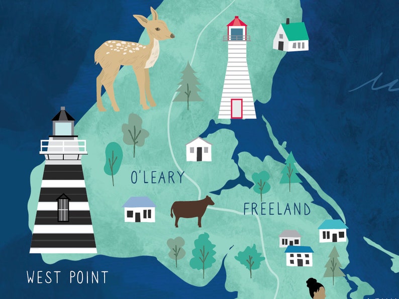 Prince Edward Island Illustrated Map - Etsy Prince Edward Island Illustrated Map - Etsy