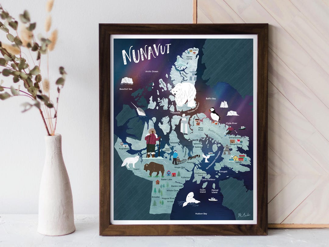 Nunavut Territory Illustrated Map - Etsy