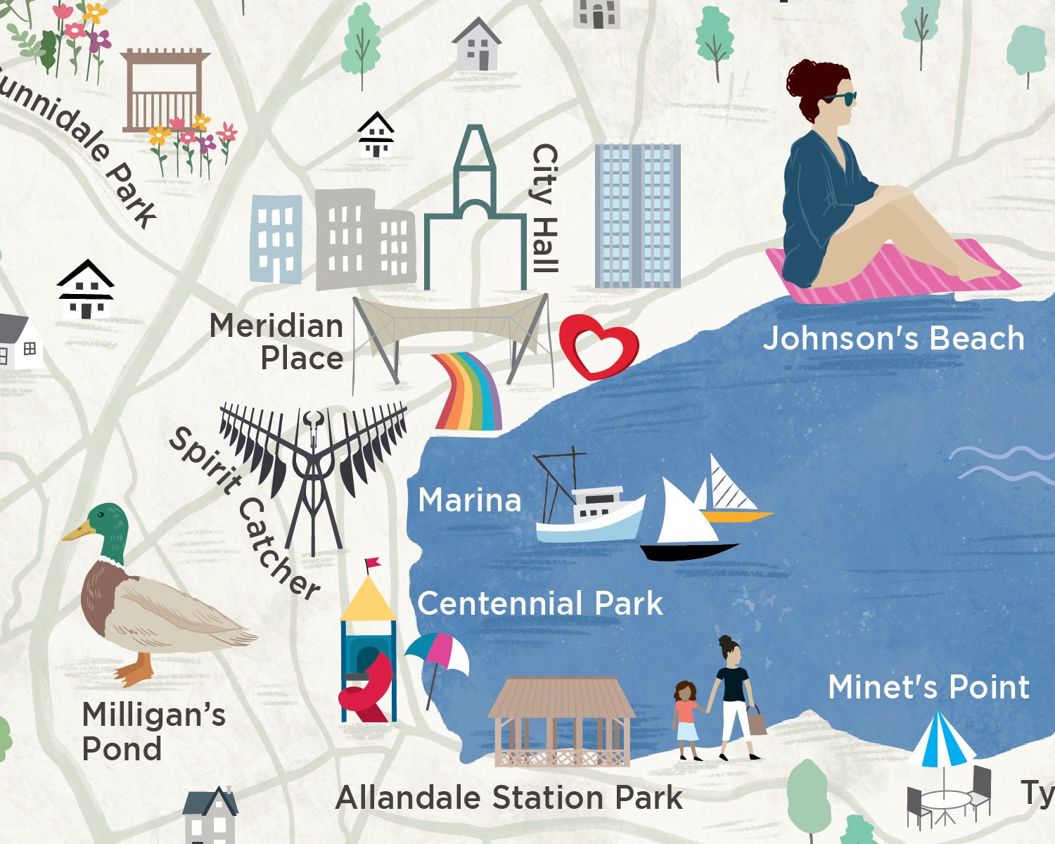 City of Barrie Illustrated Map - Etsy