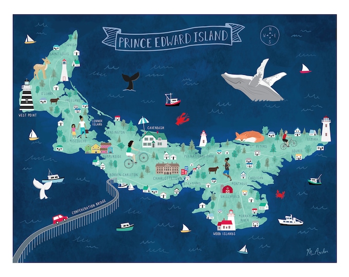 Prince Edward Island Illustrated Map - Etsy Canada