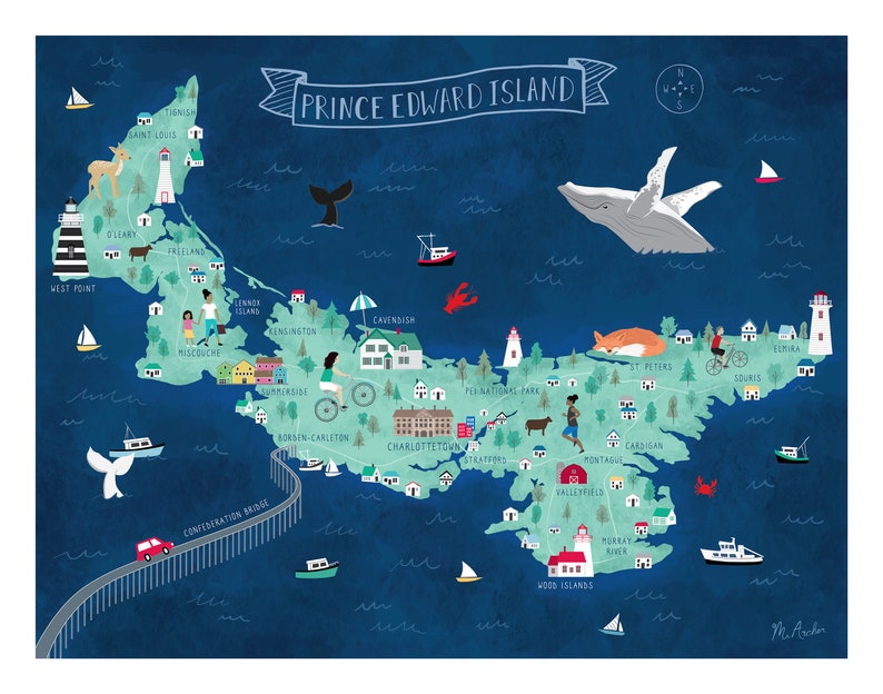 Prince Edward Island Illustrated Map - Etsy Prince Edward Island Illustrated Map - Etsy