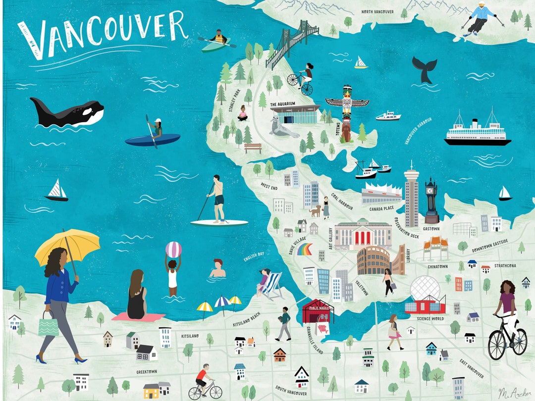 Vancouver Illustrated Map - Etsy