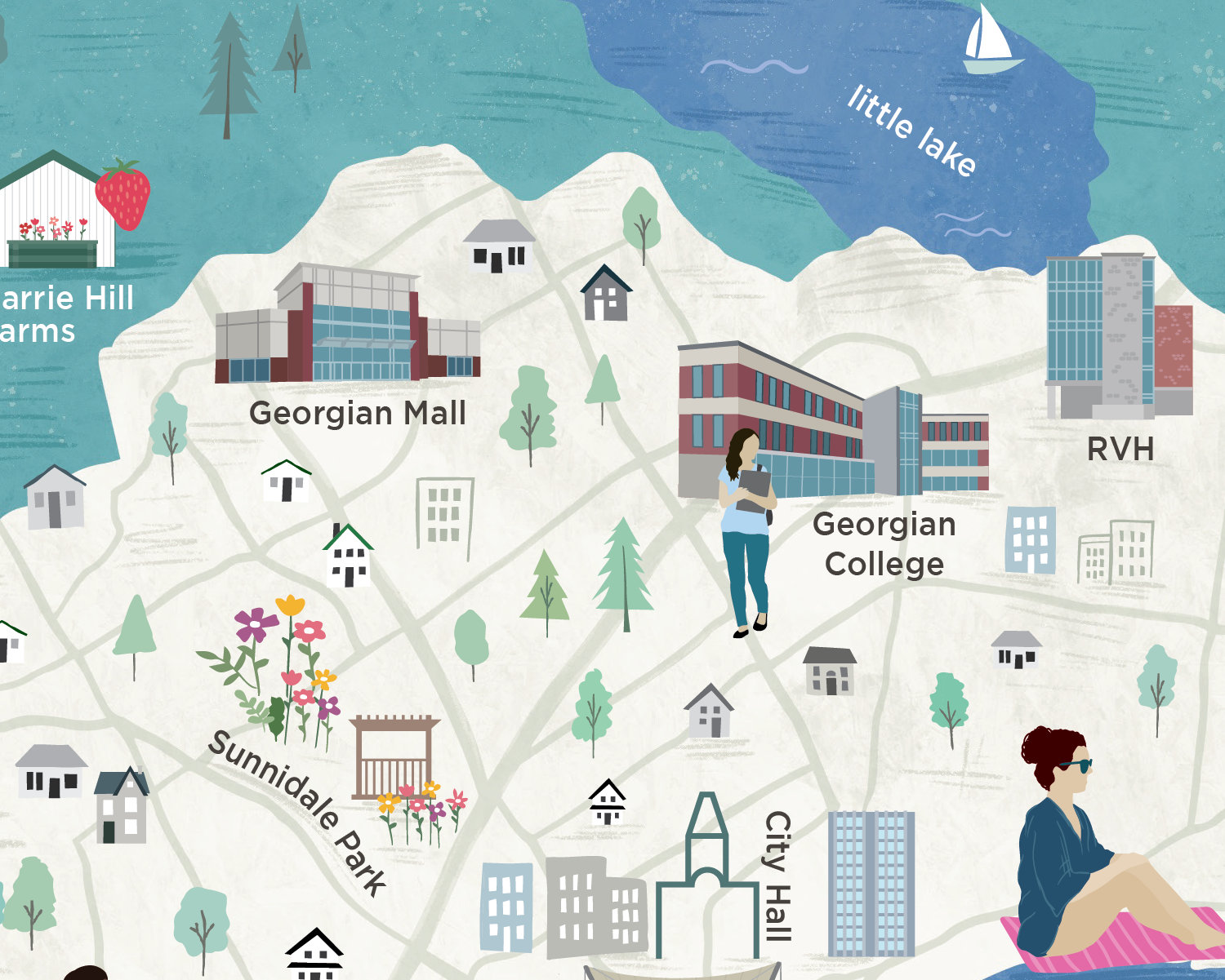 City of Barrie Illustrated Map - Etsy