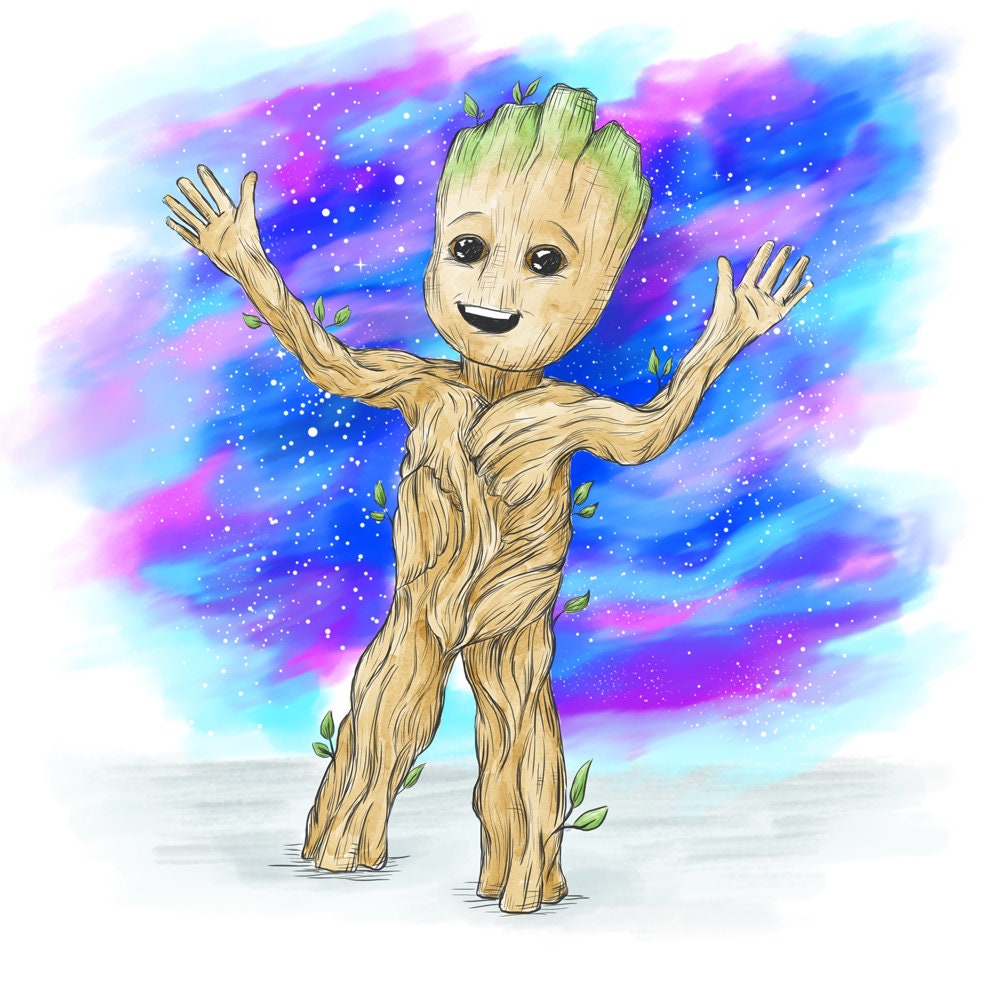 Dancing Baby Groot Drawing