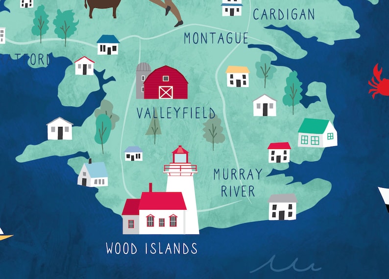 Prince Edward Island Illustrated Map - Etsy Prince Edward Island Illustrated Map - Etsy