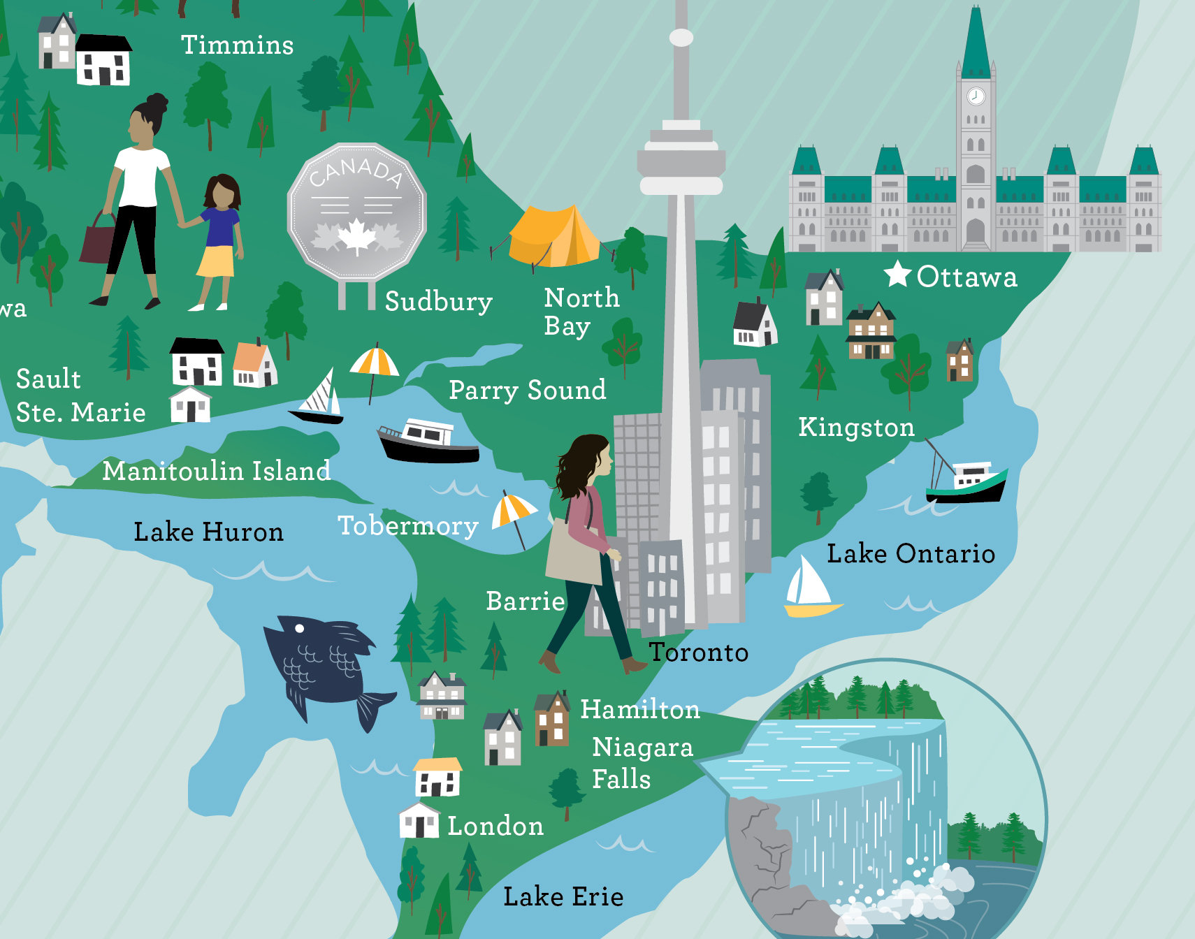 Ontario Illustrated Map - Etsy