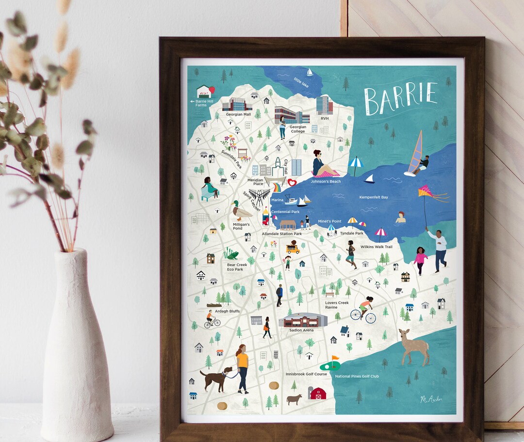 City of Barrie Illustrated Map - Etsy