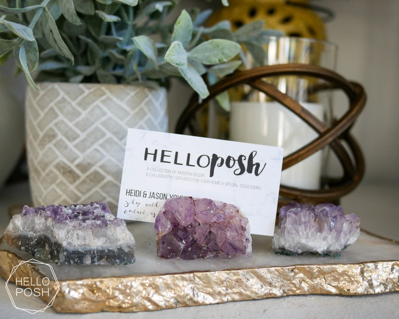 Amethyst Place Card Holders. Wedding Decor. Name Tag Holder. - Etsy