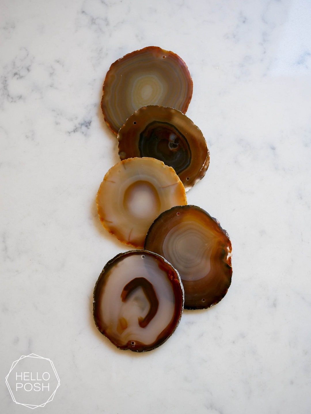 Natural DRILLED Agate Slices. Round Agate Pendant - Etsy