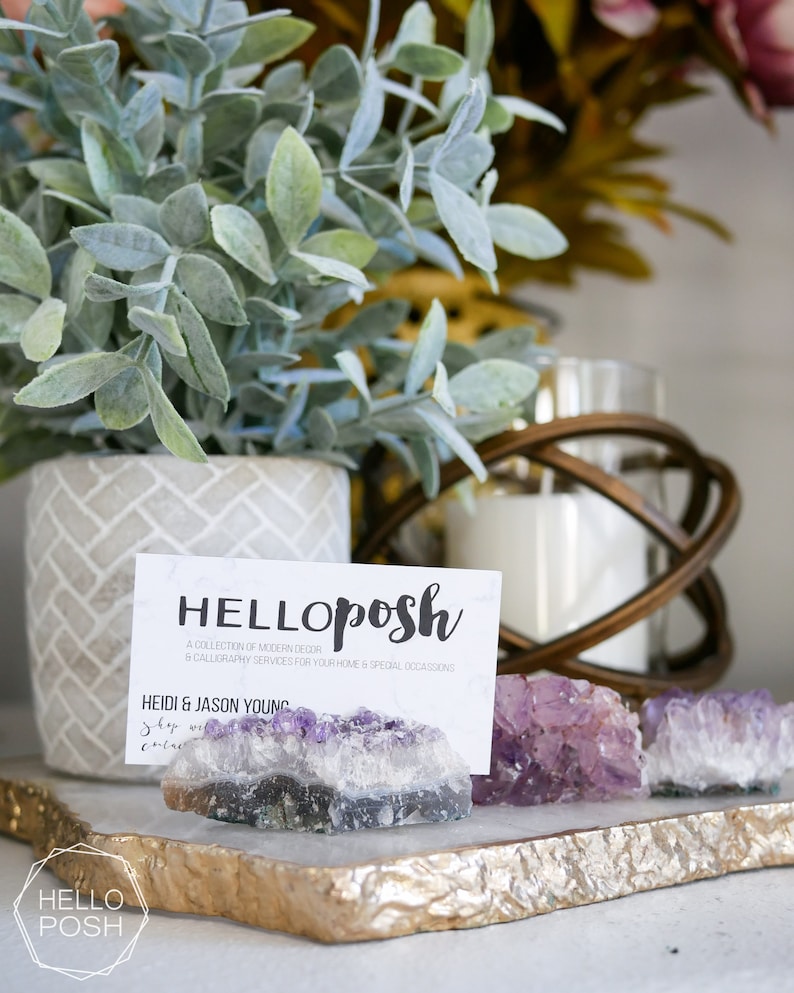Amethyst place card holders. wedding decor. name tags holder | Etsy