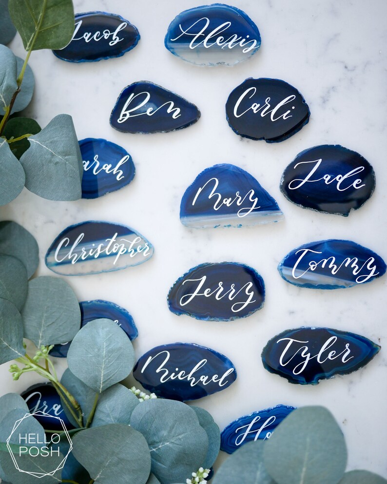 Agate place cards. stone wedding decor. name tags wedding | Etsy
