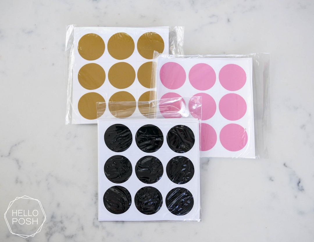 1 Vinyl Wall Decals. Circle Stickers. Black Round Sticker. Gold Dots ...