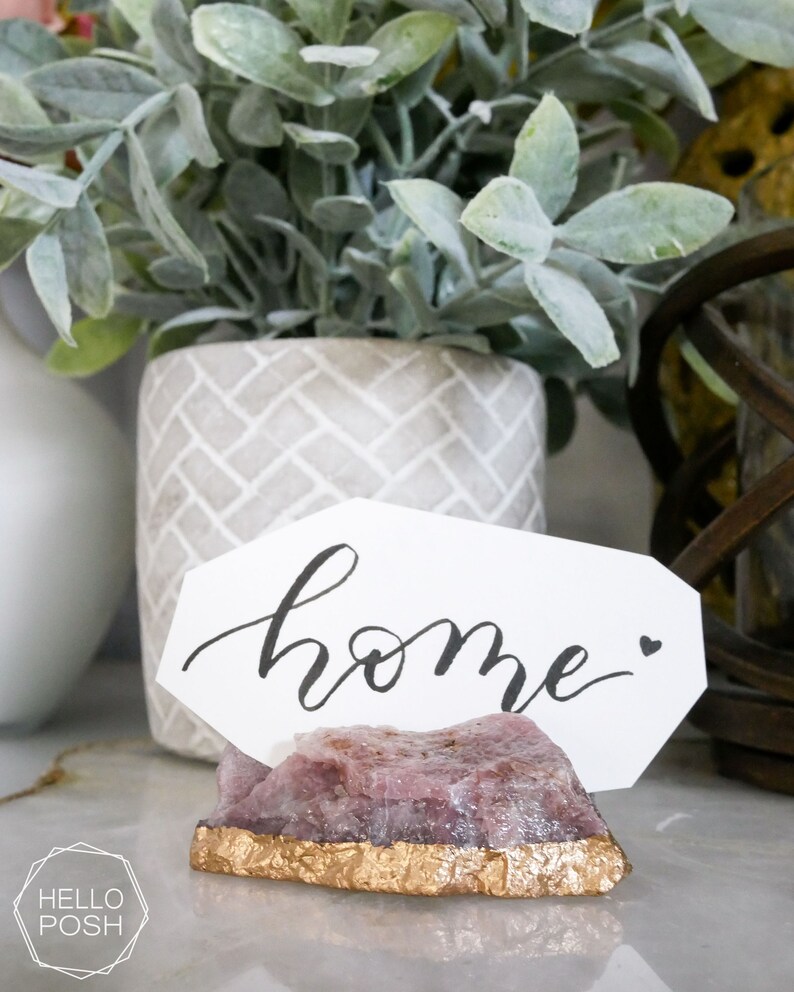 Strawberry Quartz Card Holder: Pink Stone Wedding Decor - Etsy