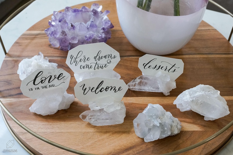 Crystal Quartz Place Card Holders. Wedding Decor. Name Tags Holder Sign ...