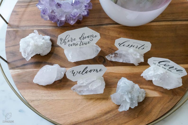 Crystal Quartz Place Card Holders. Wedding Decor. Name Tags | Etsy
