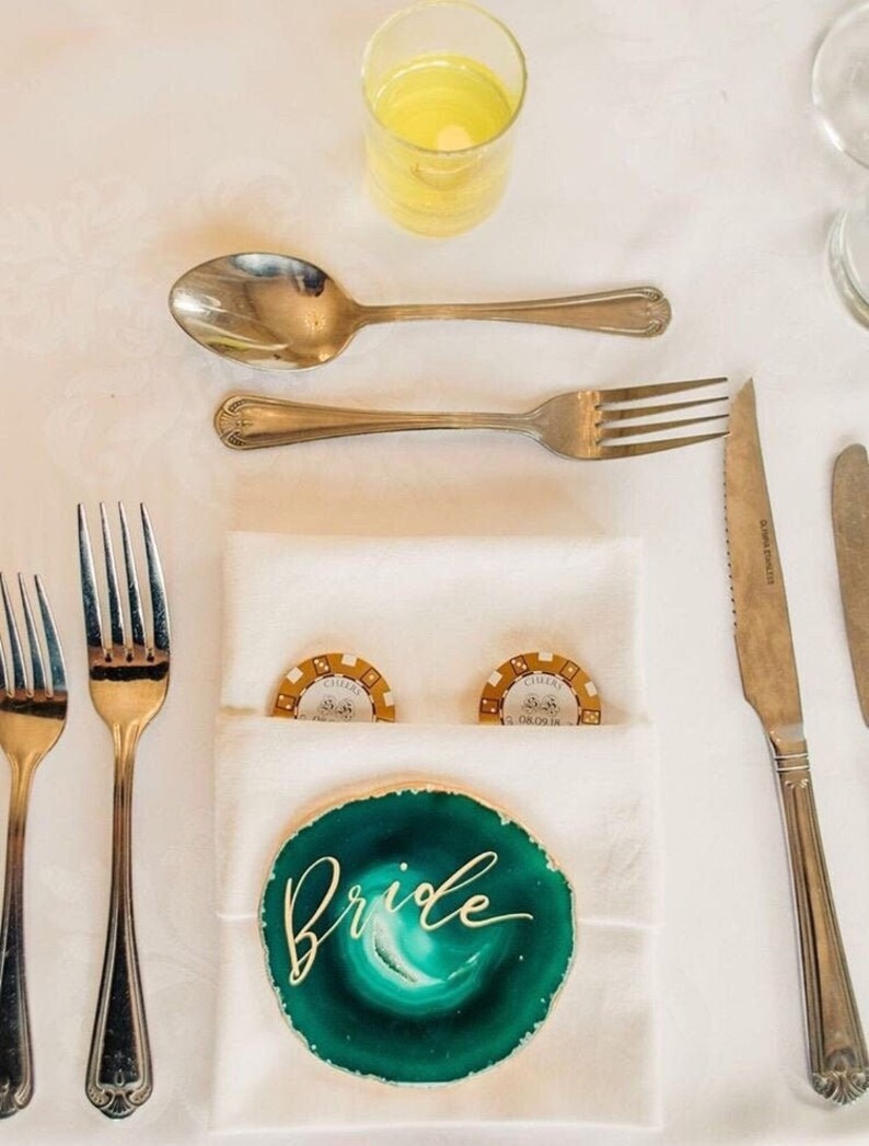 4 Agate Place Cards. Coaster Place Cards. Wedding Decor. | Etsy