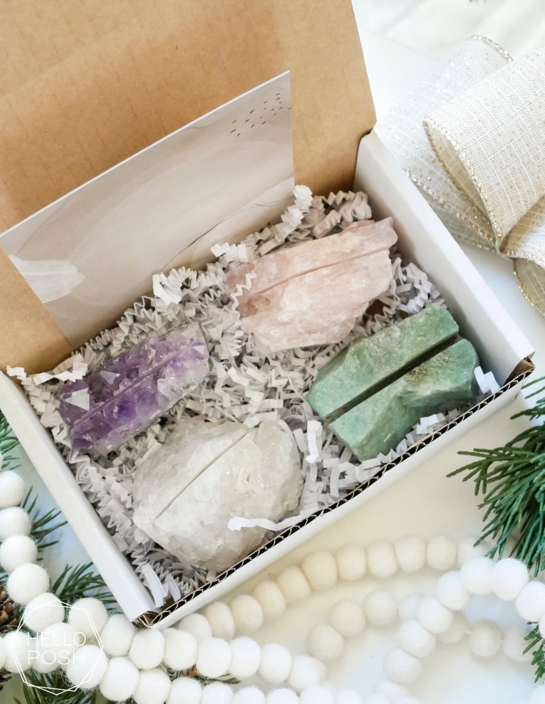Crystal Gift Set. Card Holders. Rose Quartz, Crystal Quartz, Amethyst ...