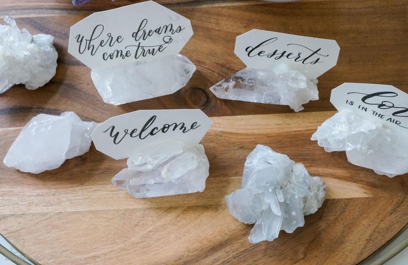 Crystal Quartz Place Card Holders. Wedding Decor. Name Tags | Etsy
