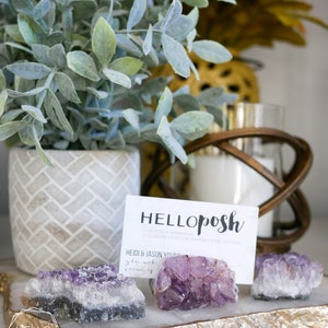 Amethyst place card holders. wedding decor. name tags holder | Etsy