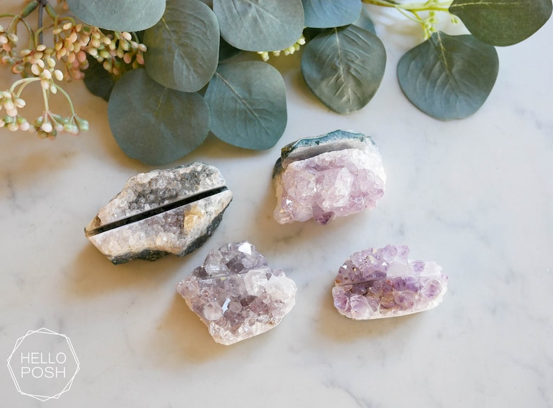 Amethyst place card holders. wedding decor. name tags holder | Etsy
