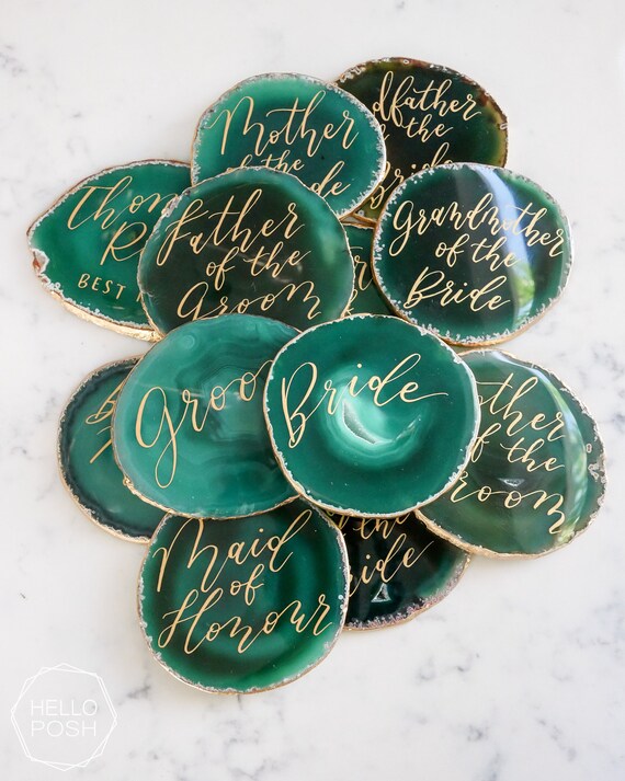 4 Agate Place Cards. Coaster Place Cards. Wedding Decor. | Etsy