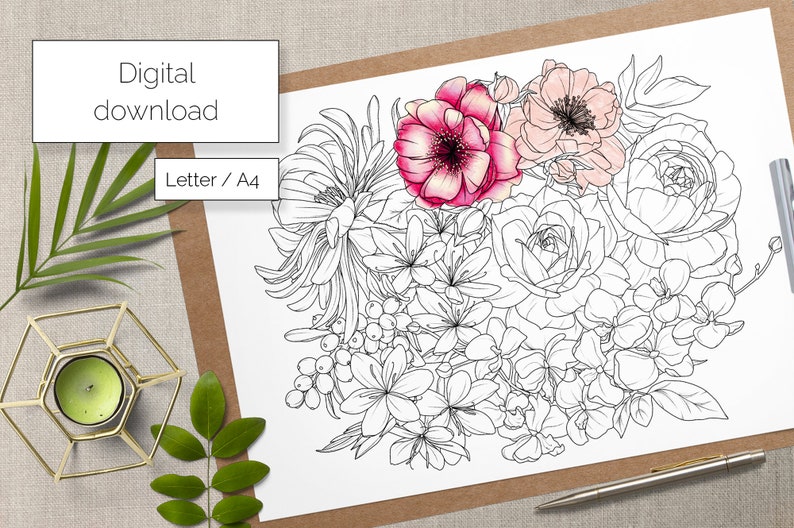 Printable Adult Coloring Page (coloring Book Pages for Adults and Kids ...
