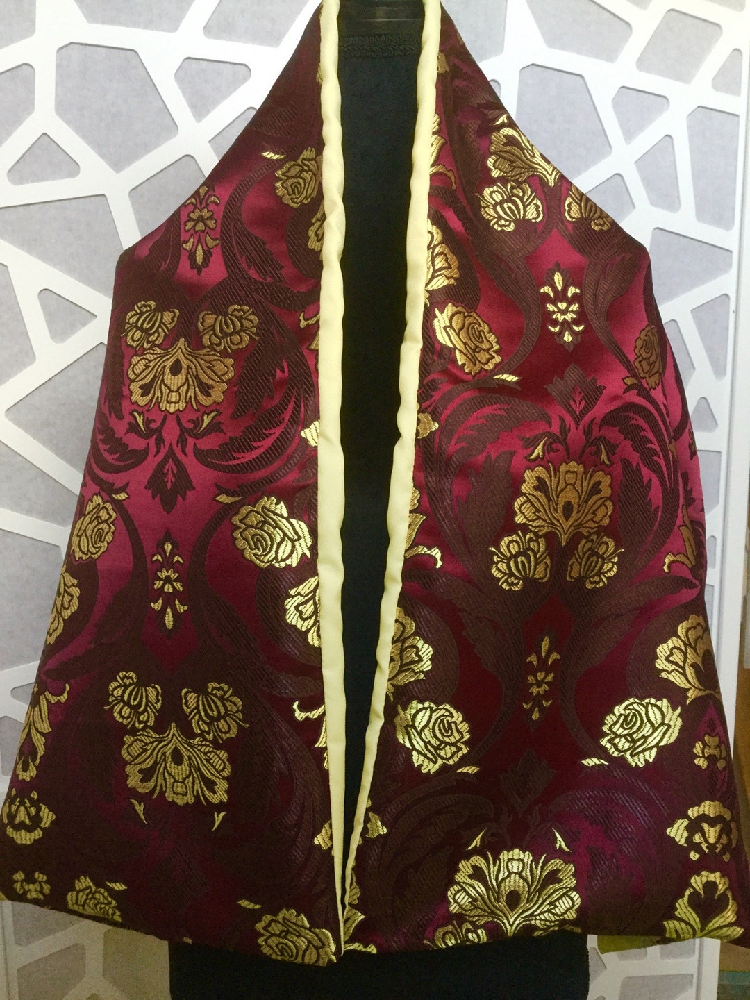 Red Shawl, Gold Shawl, Floral Shawl Wrap, Ladies Shawl, Elegant Shawl ...